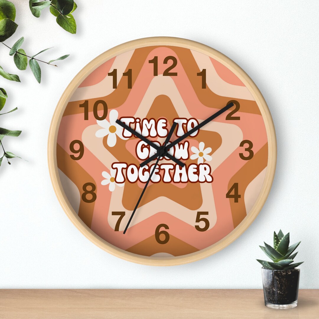 Clock for Classroom Decor Clock Retro Flower Clock Groovy Classroom ...