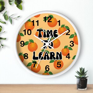 Clock for Classroom Decor Clock Retro Orange Clock Groovy Fruit ...