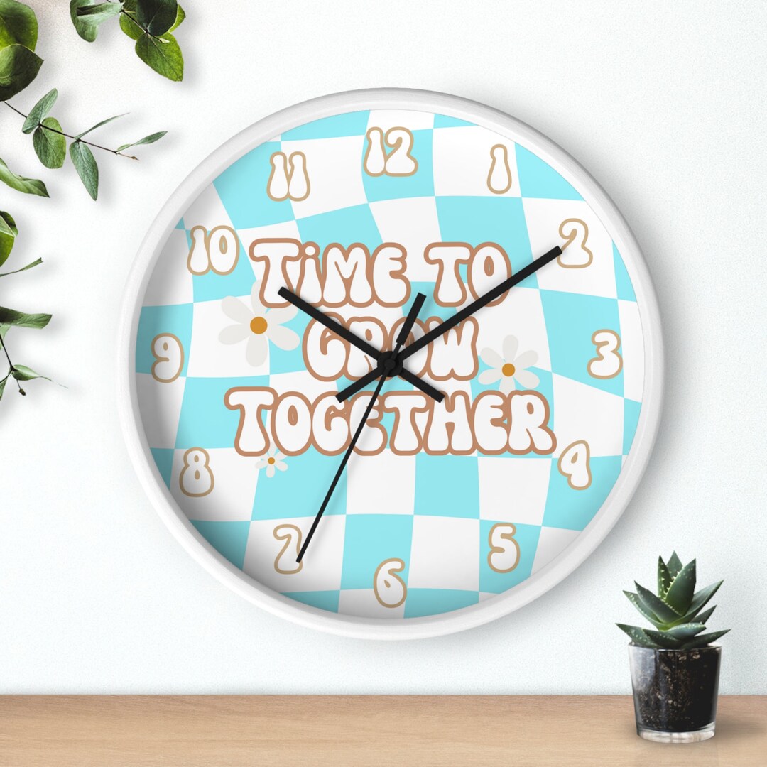 Clock Blue Classroom Decor Clock Retro Flower Clock Groovy Classroom ...
