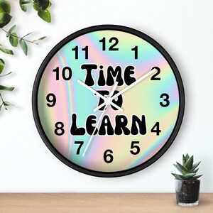 Clock for Classroom Decor Clock Retro Pastel Blue Pink Clock Groovy ...