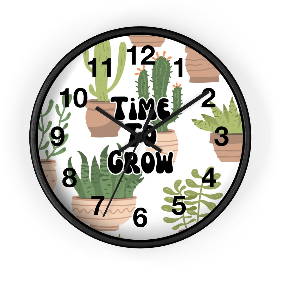 Clock for Classroom Decor Clock Retro Plant Flower Clock Groovy ...