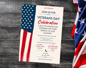 Editable Veterans Day Canva Template, Celebrate Veterans Day, 5x7 ...