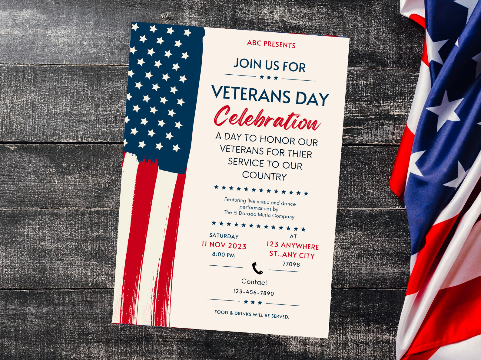 Editable Veterans Day Canva Template, Celebrate Veterans Day,poster ...