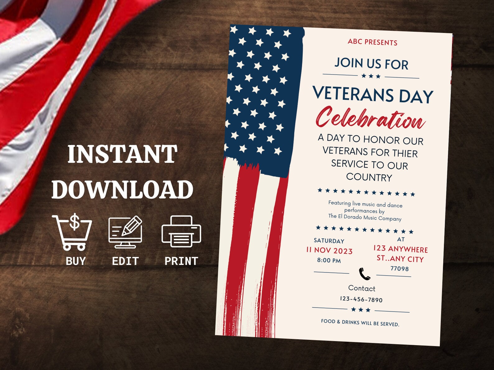 Editable Veterans Day Canva Template, Celebrate Veterans Day,poster ...