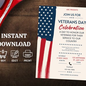 Editable Veterans Day Canva Template, Celebrate Veterans Day,poster ...