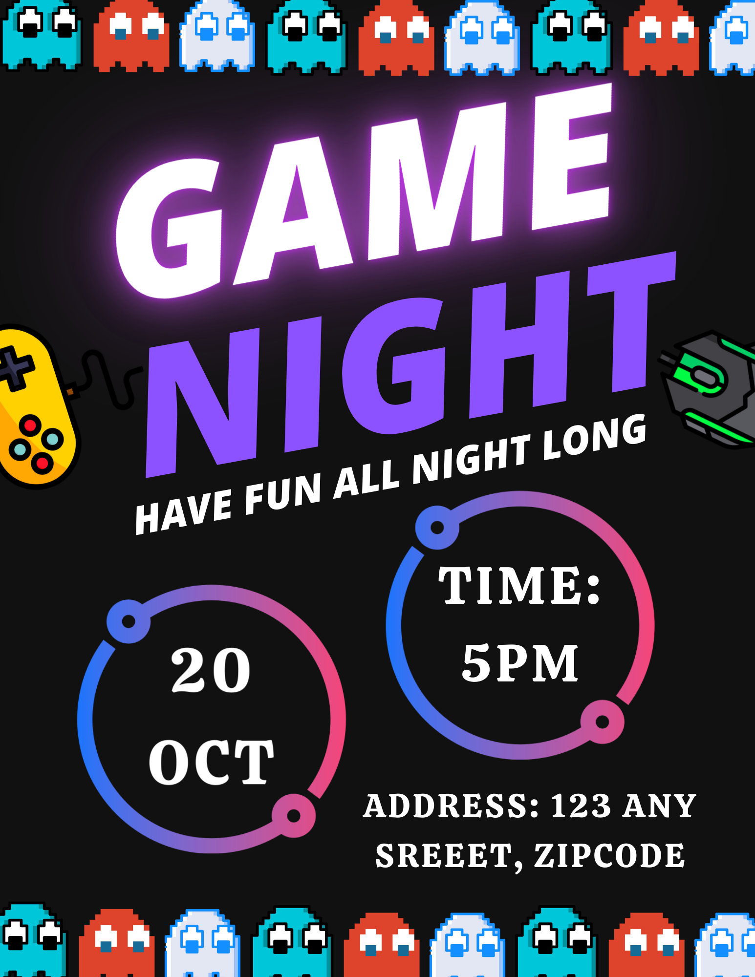 Game Night Canva Template, Editable Game Night Template, Digital Canva ...