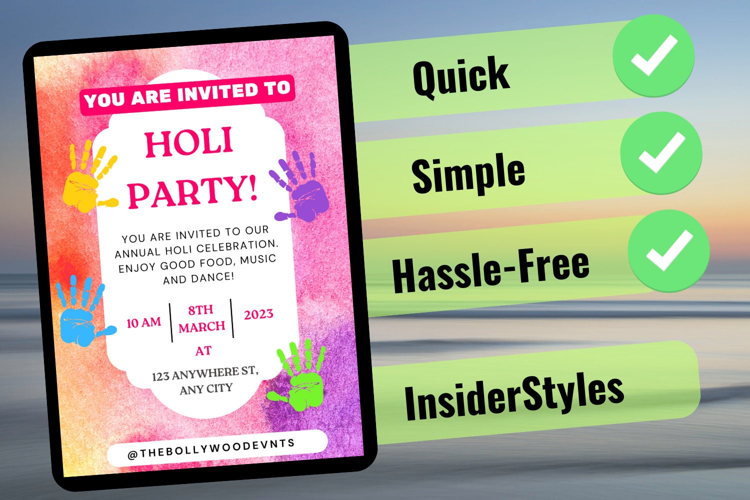 Holi Party Invitation, Festival of Love, Holi Party Invite, Holi ...