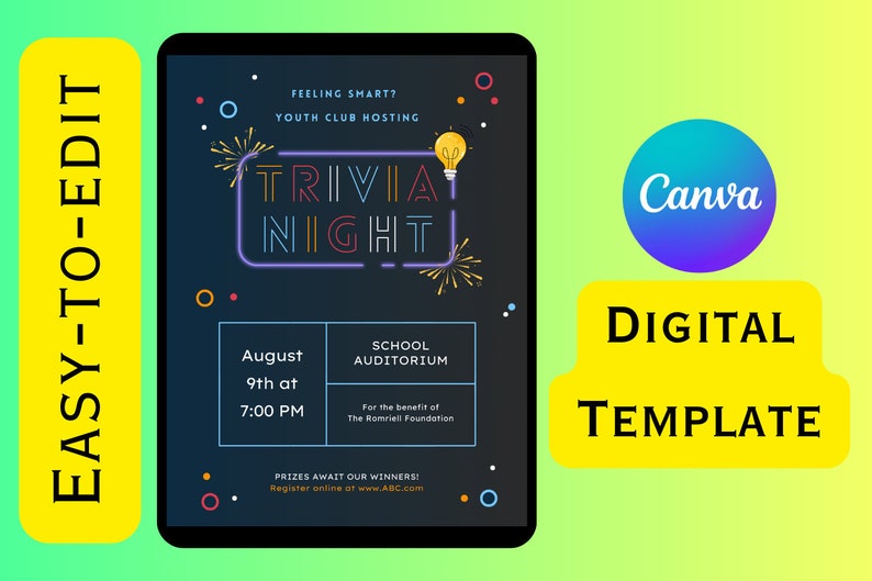 Youth Trivia Night Flyer, Trivia Game Night, Youth Event, Trivia Game ...