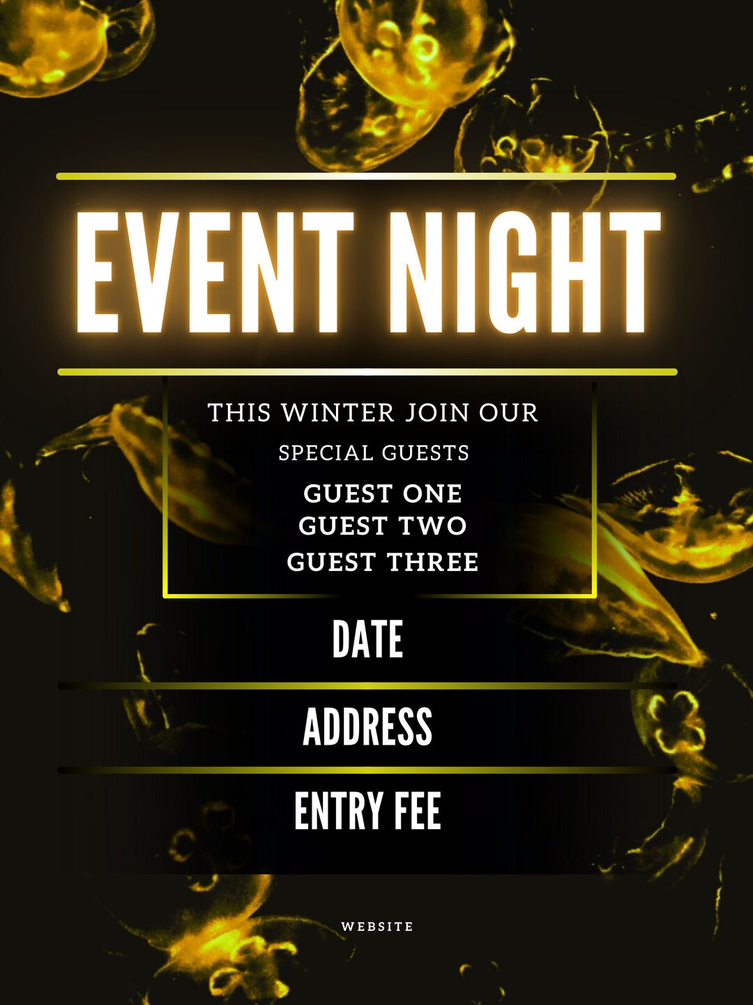Event Night Canva Template || Easy to Use || Digital Template || Golden ...