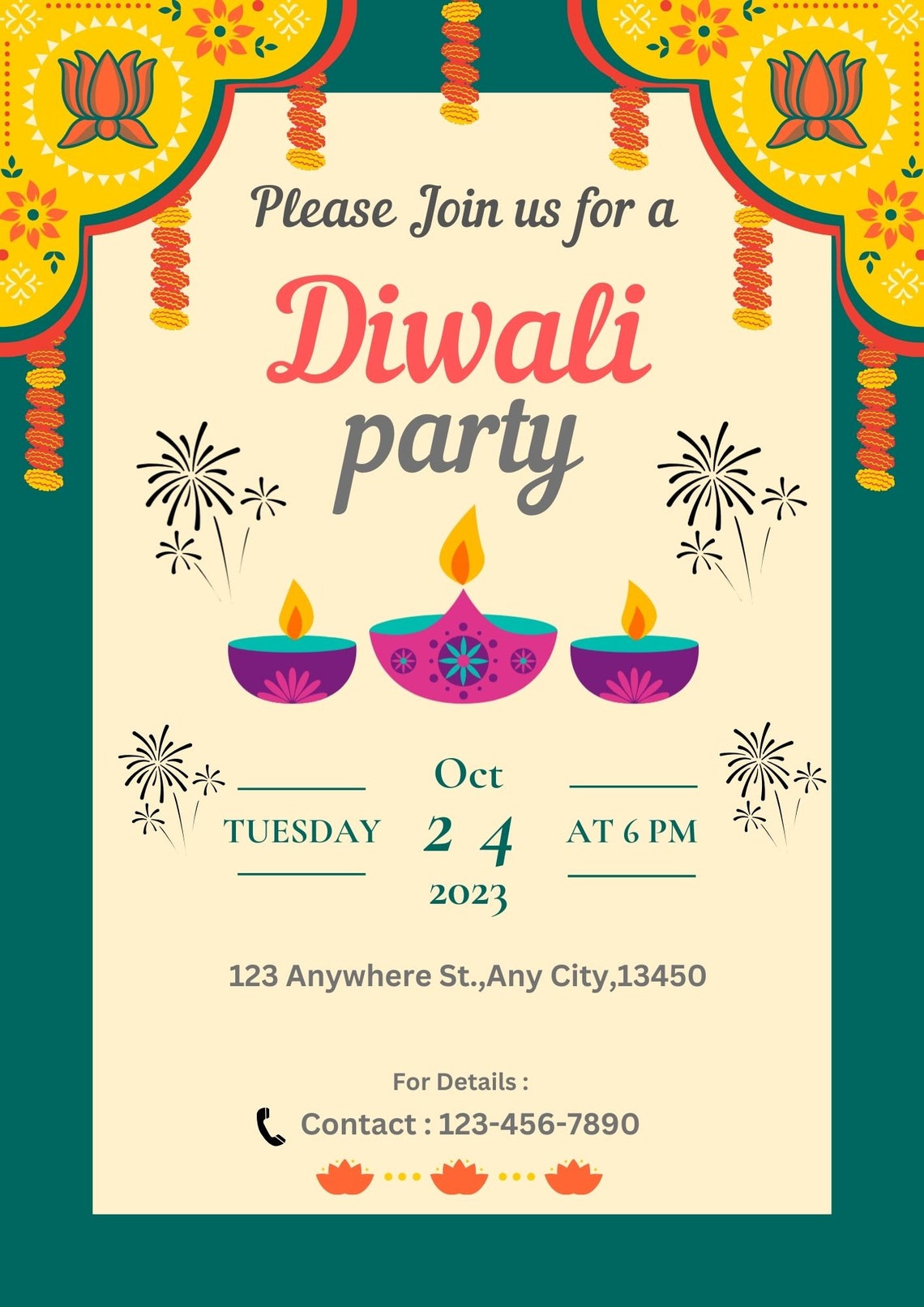 Diwali Invite Editable Diwali Invitation Beautiful Diwali - Etsy