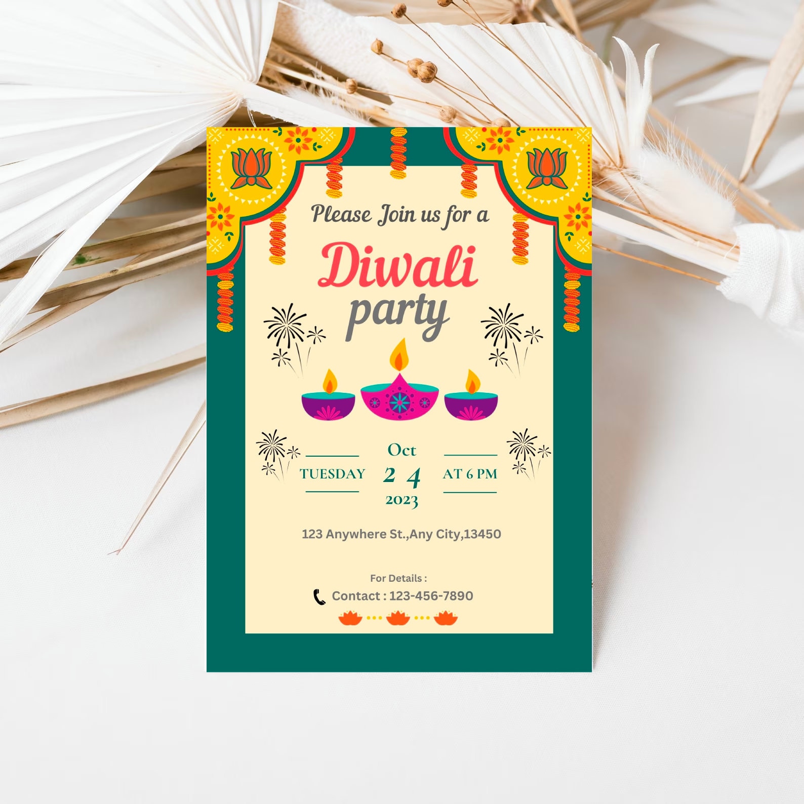Diwali Invite Editable Diwali Invitation Beautiful Diwali - Etsy