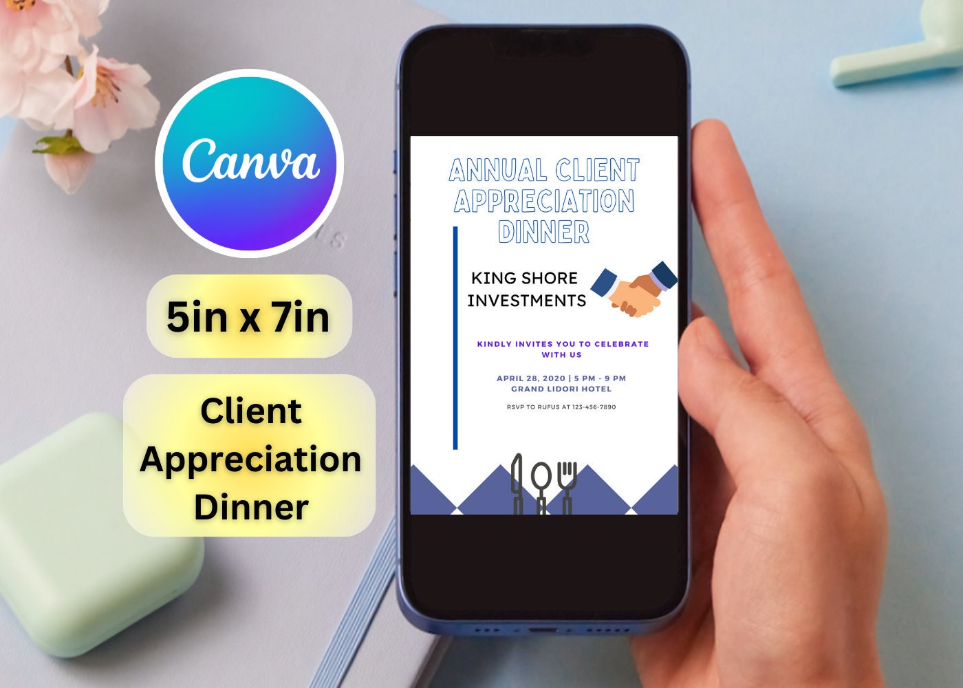 Annual Client Appreciation Dinner Invitation Template, Digital Editable Canva Template, Client ...