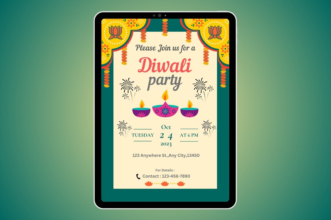 Diwali Invite, Editable Diwali Invitation, Beautiful Diwali Greeting ...