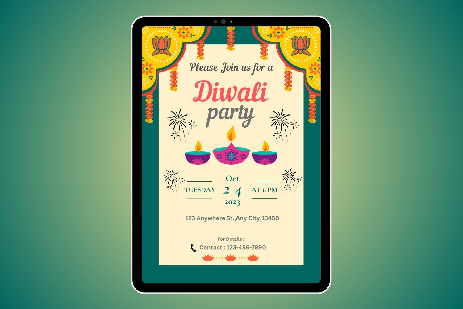 Diwali Invite, Editable Diwali Invitation, Beautiful Diwali Greeting ...