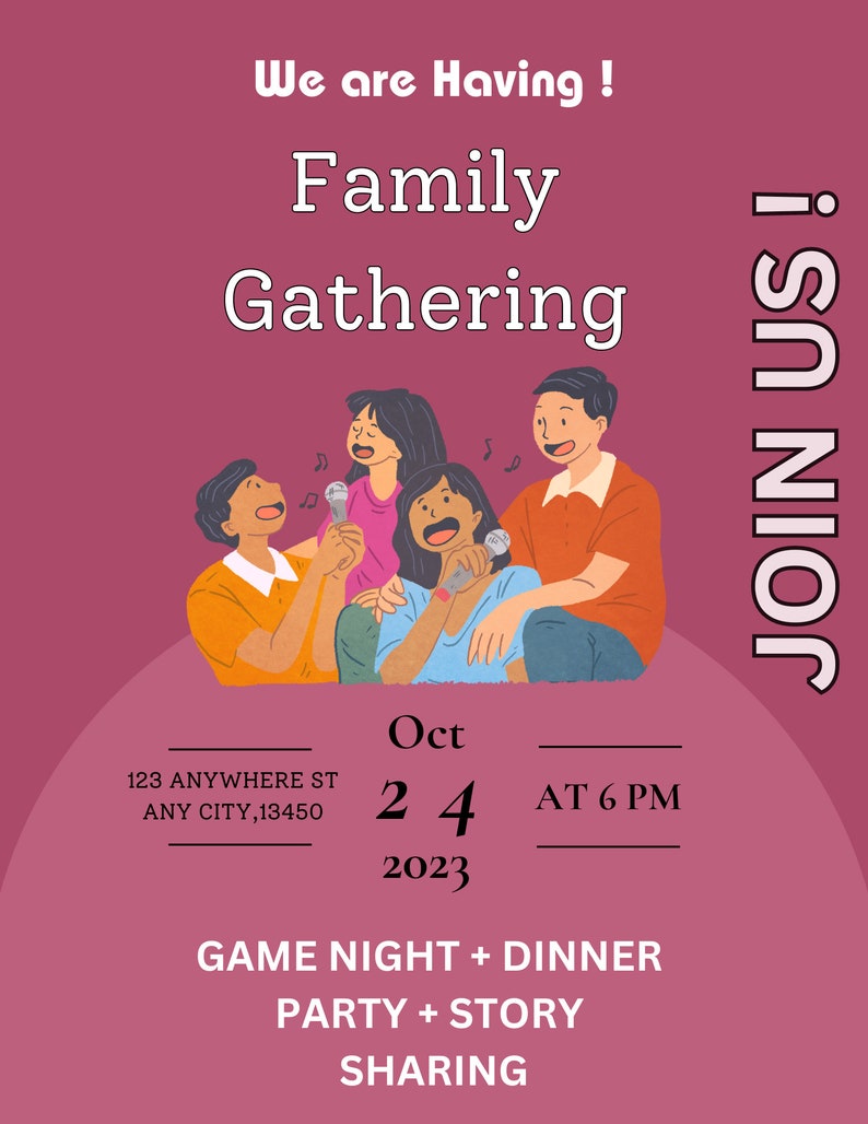 Editable Family Gathering Invitation, Family Gathering Canva Invitation ...