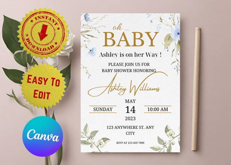 Electronic Baby Shower Invitation, Digital Baby Shower Evite ...