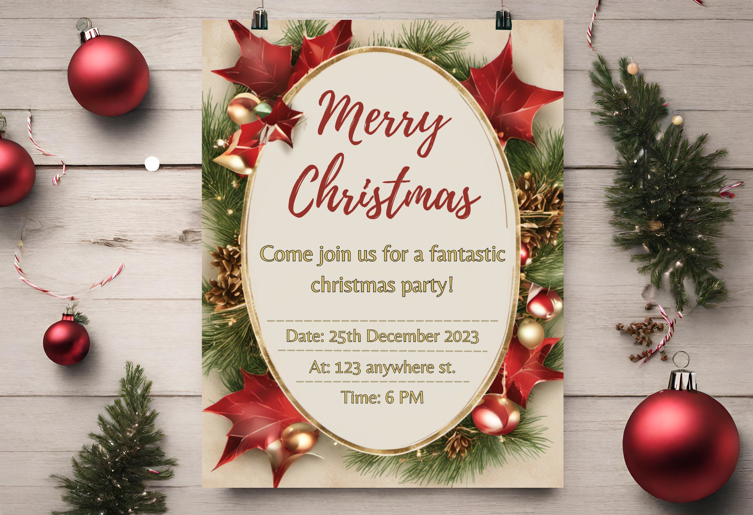 Editable Christmas Party Invitation, Christmas Celebration Invitation ...