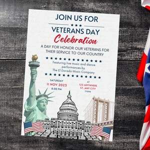 Editable Veterans Day Canva Template, Celebrate Veterans Day, 5x7 ...