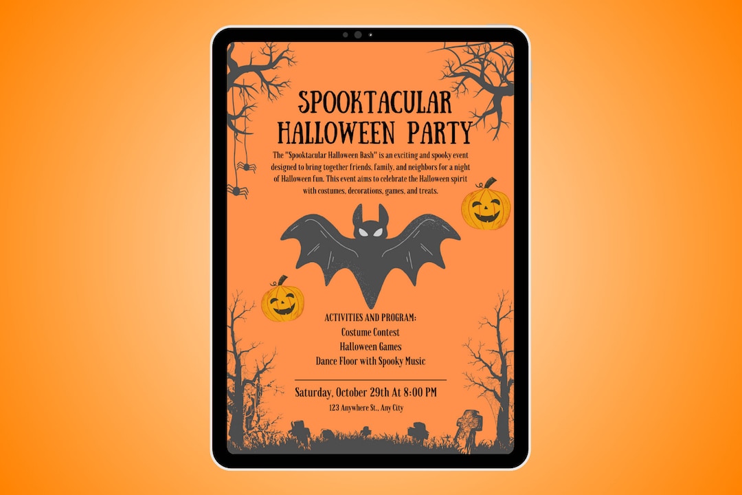 Editable Halloween Party Template Halloween Digital Canva - Etsy