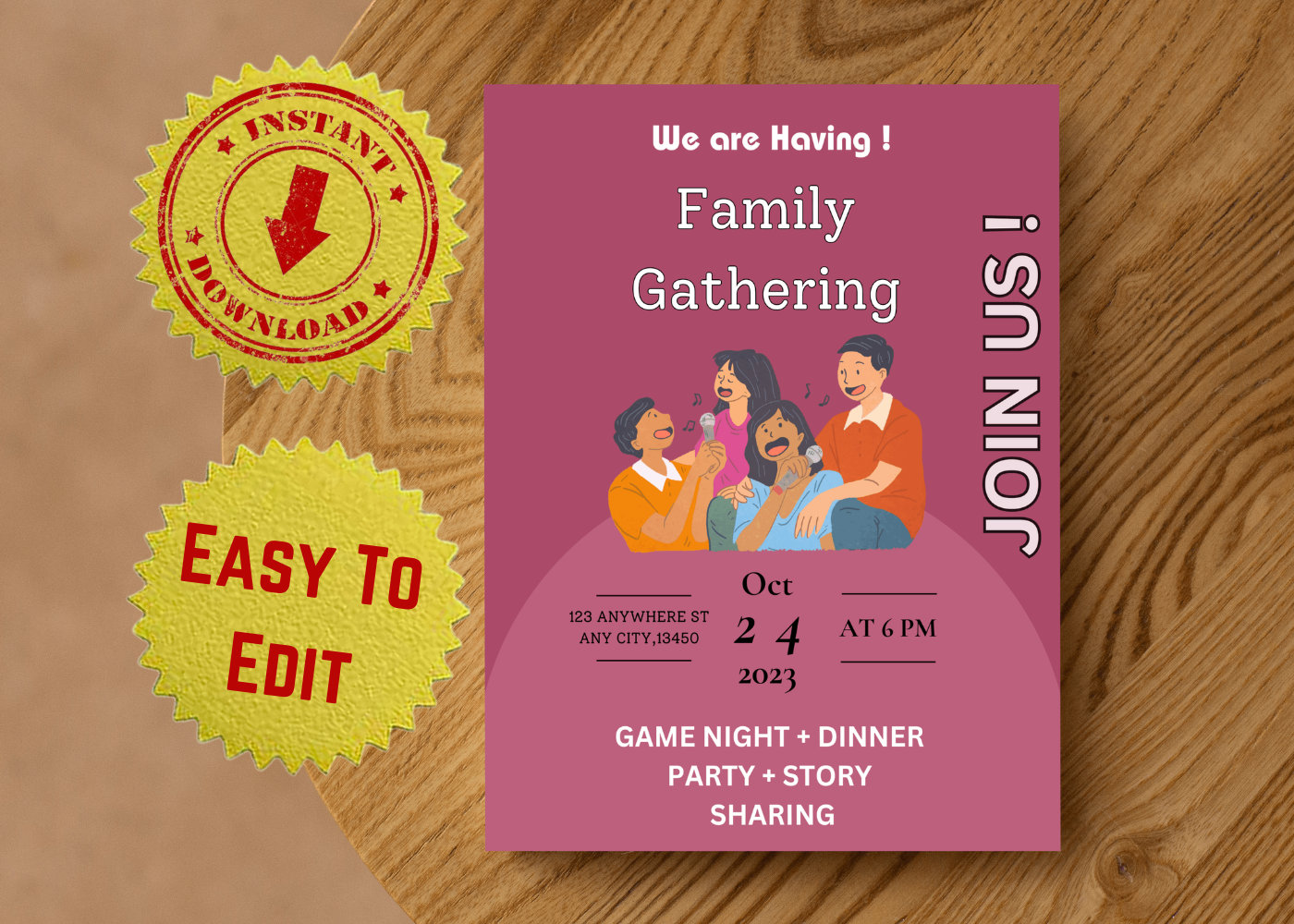 Editable Family Gathering Invitation, Family Gathering Canva Invitation ...