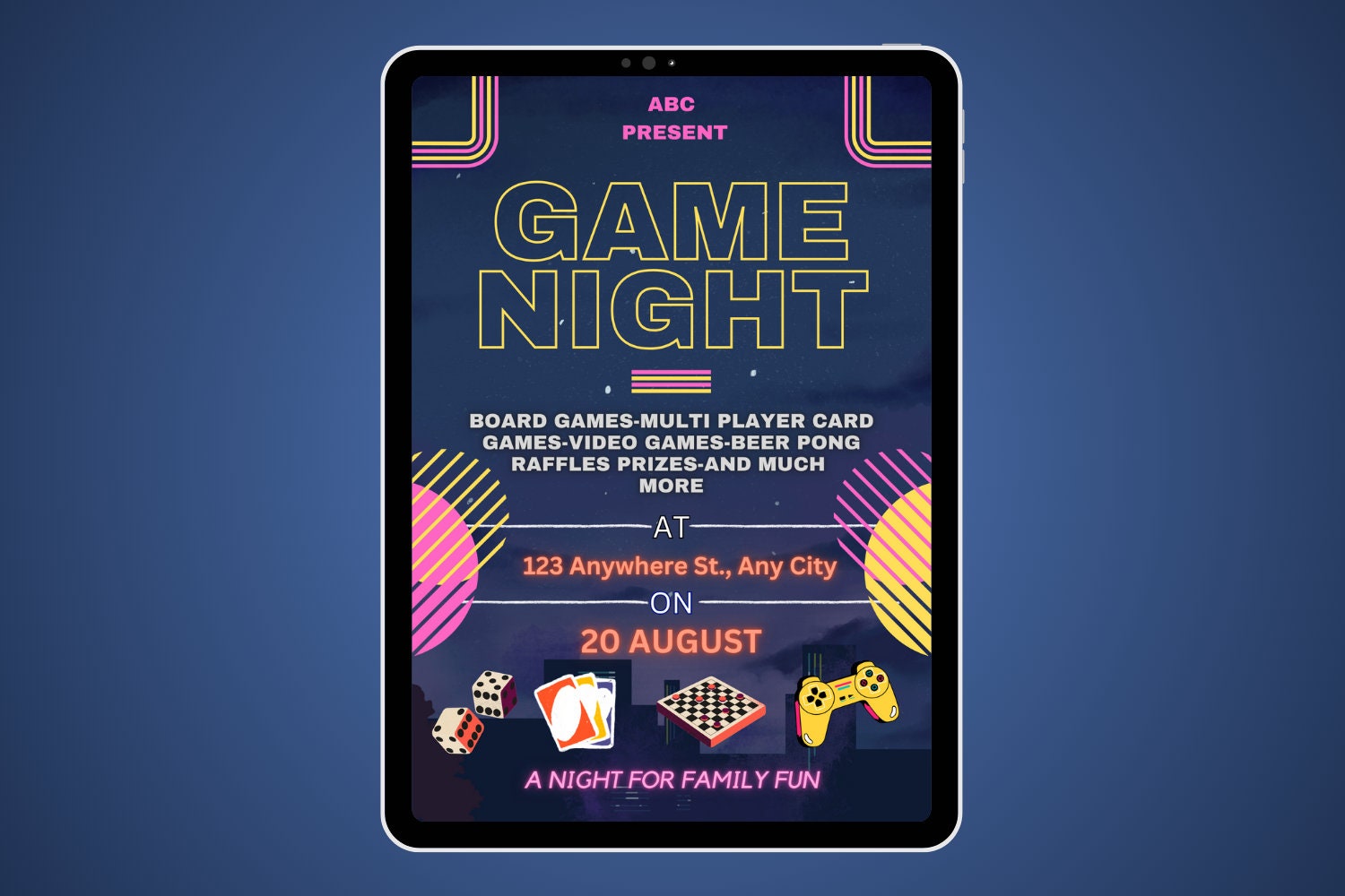 Game Night Flyer, Game Night Invitation, Game Night Canva Template by ...