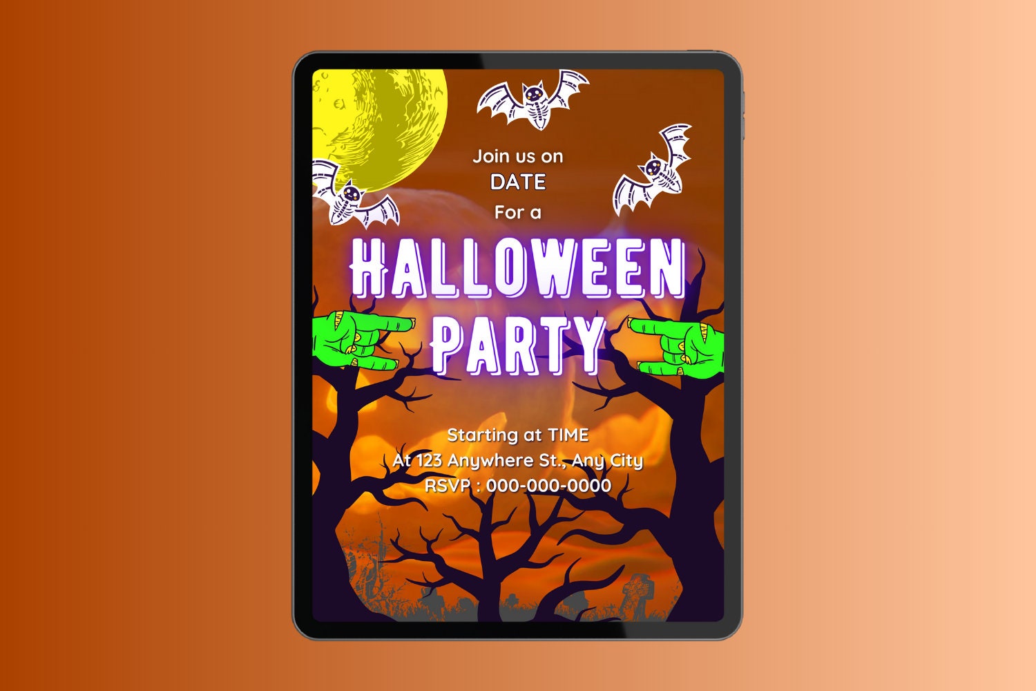Editable Halloween Party Canva Template, Halloween Party Flyer, Canva ...
