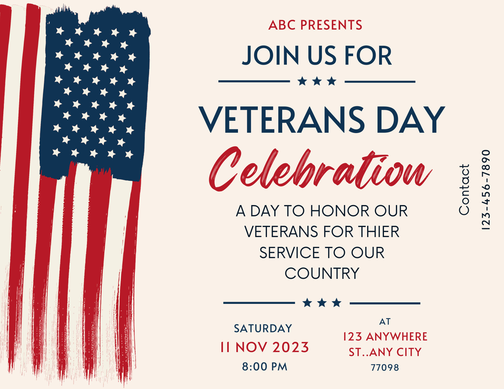 Veterans Day Post Card Template, Editable Veterans Day Celebration ...