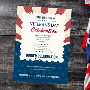 Editable Veterans Day Canva Template, Celebrate Veterans Day, 5x7 ...
