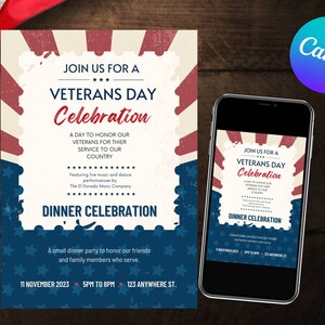 Editable Veterans Day Canva Template, Celebrate Veterans Day, 5x7 ...