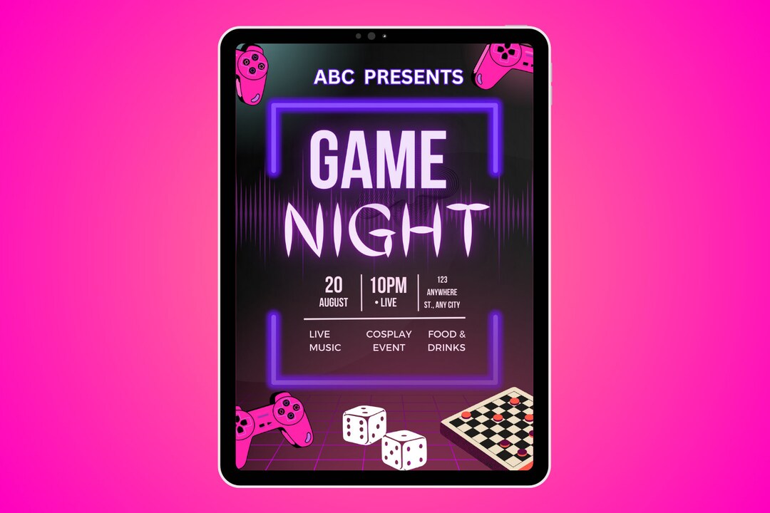 Game Night Flyer, Game Night Invitation, Game Night Canva Template by ...