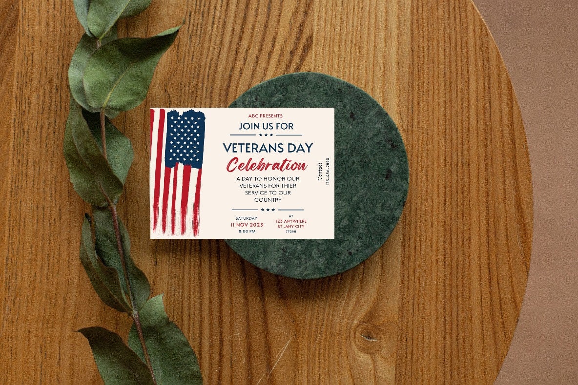 Veterans Day Post Card Template, Editable Veterans Day Celebration ...