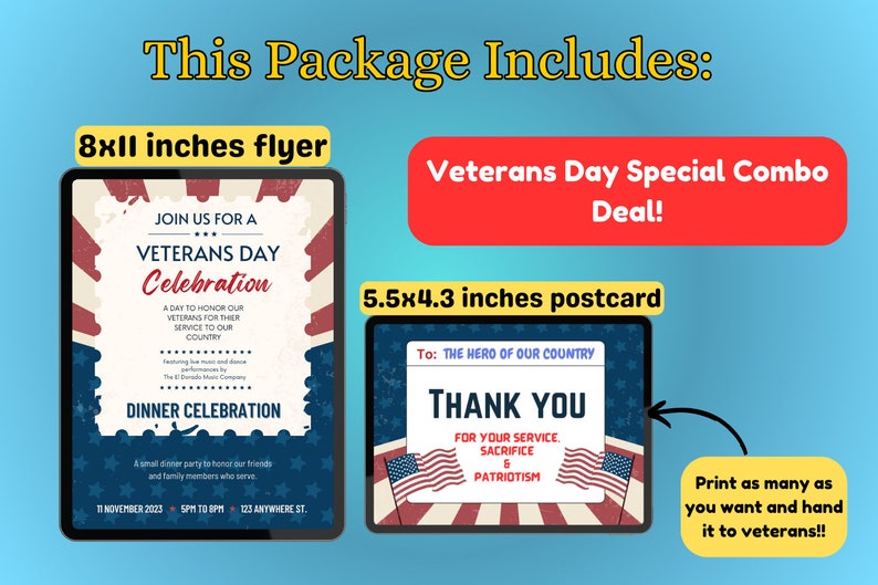 Editable Veterans Day Special Pack Including flyer Post - Etsy