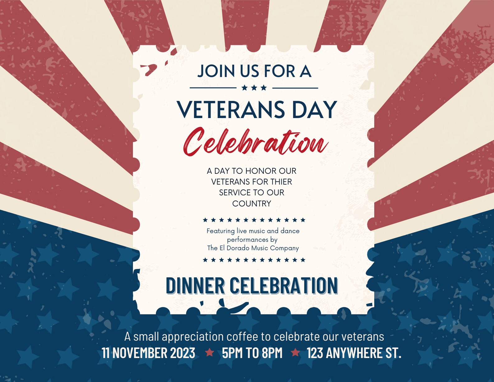 Veterans Day Post Card Template Editable Veterans Day - Etsy