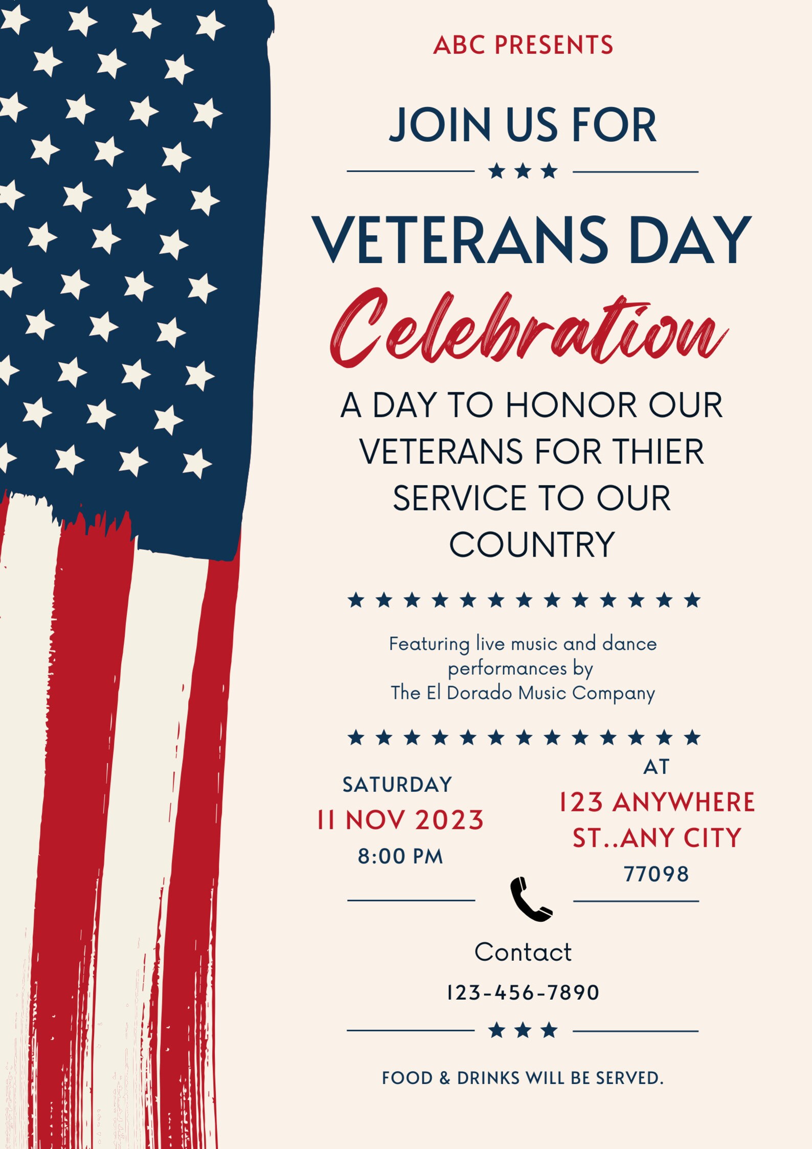 Editable Veterans Day Canva Template, Celebrate Veterans Day,poster ...