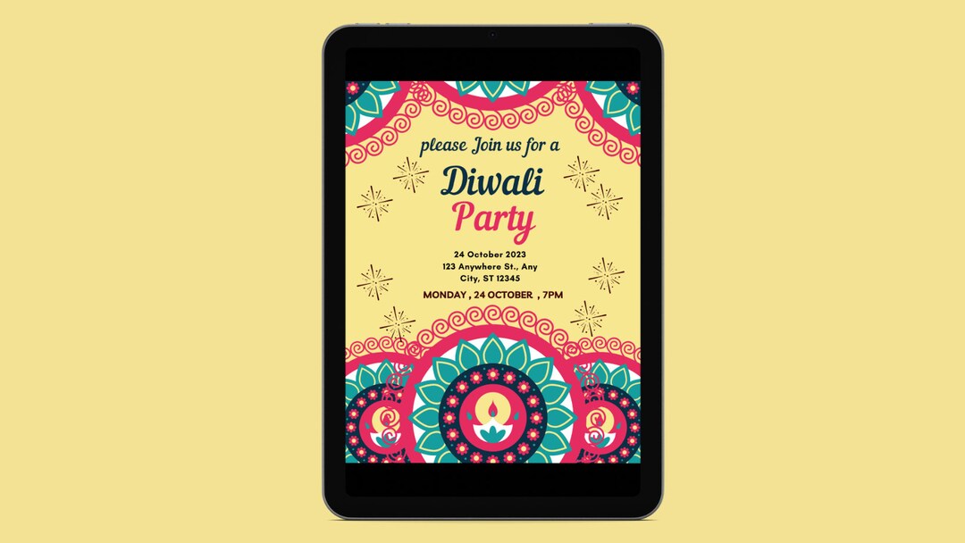 Diwali Invite, Editable Diwali Invitation, Beautiful Diwali Greeting ...