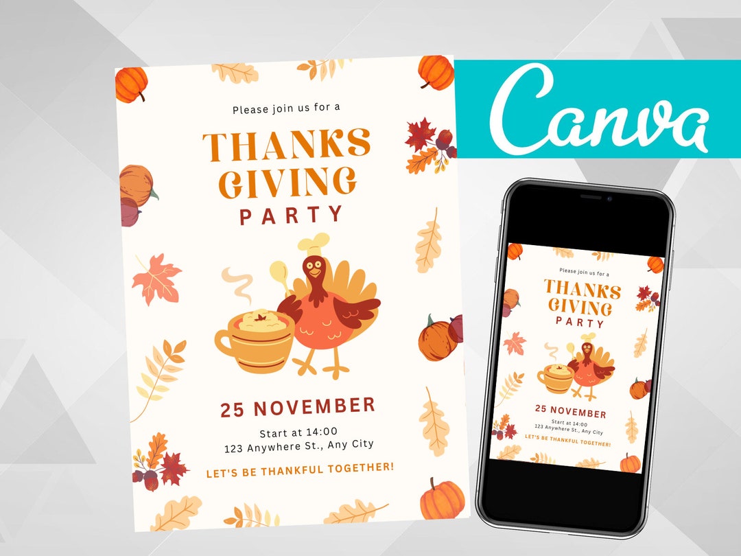 Editable Thanksgiving Digital Template Canva Digital - Etsy