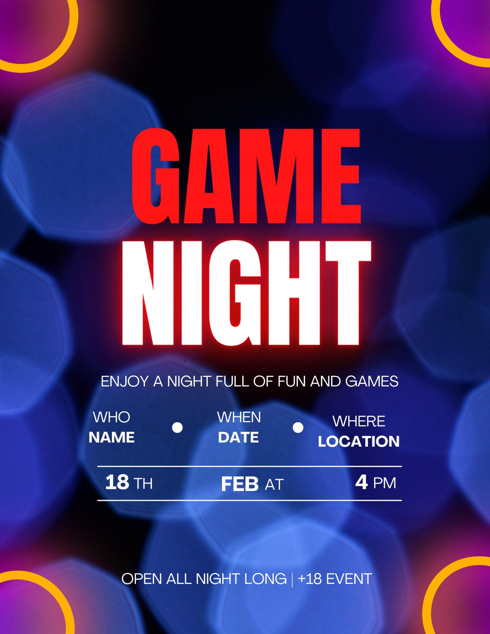 Game Night Canva Template || Easy to Use || Digital Template - Etsy