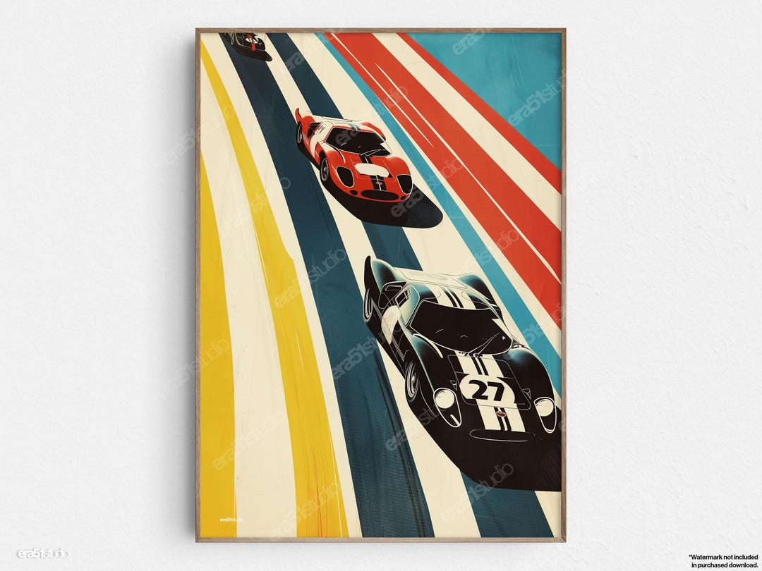 Racing Car Trio - Original Mid-century Modern Minimalist Wall Art ...