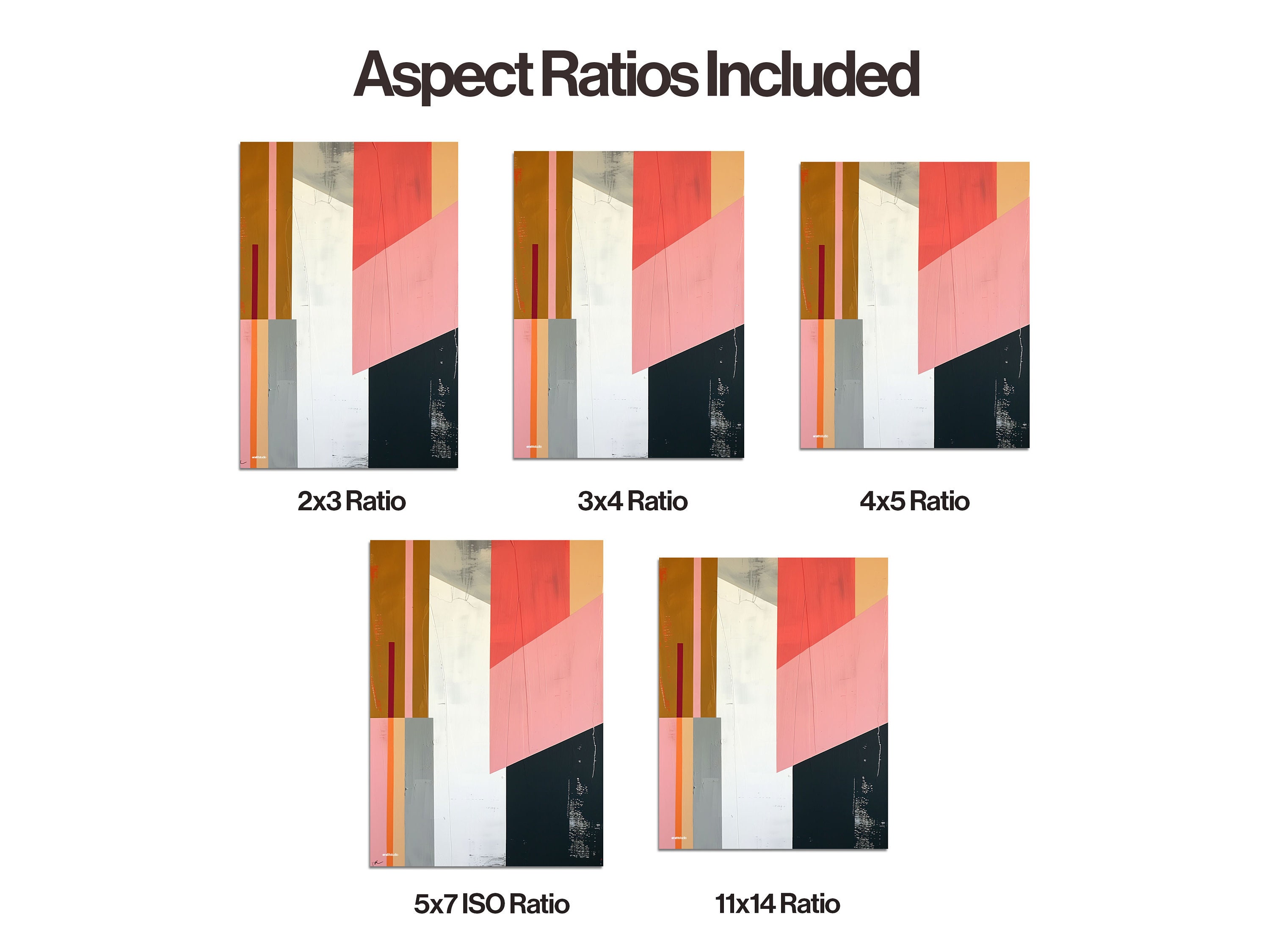 Abstract Urban Shapes Painting - Original Mid-century Modern Minimalist ...