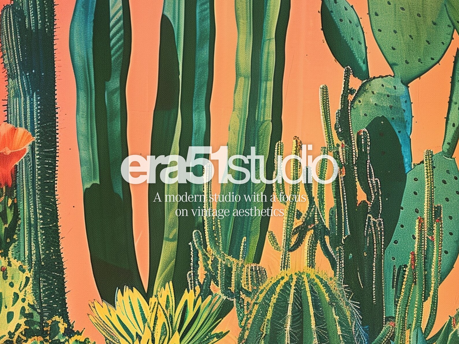 Cacti Color Burst - Original Mid-century Modern Minimalist Wall Art ...