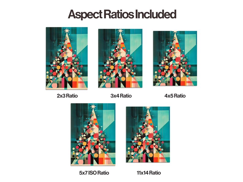Bauhaus Holiday Tree - Original Mid-century Modern Minimalist Wall Art ...