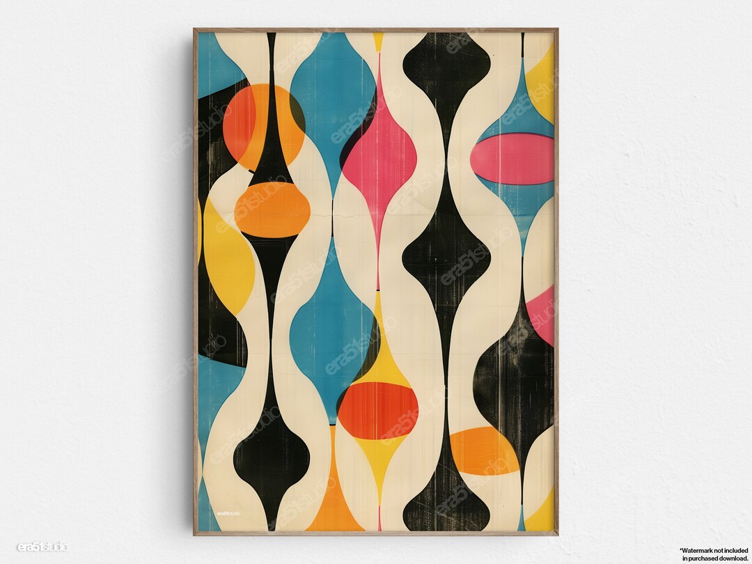 Geometric Retro Vibes Patterns - Original Mid-century Modern Minimalist ...