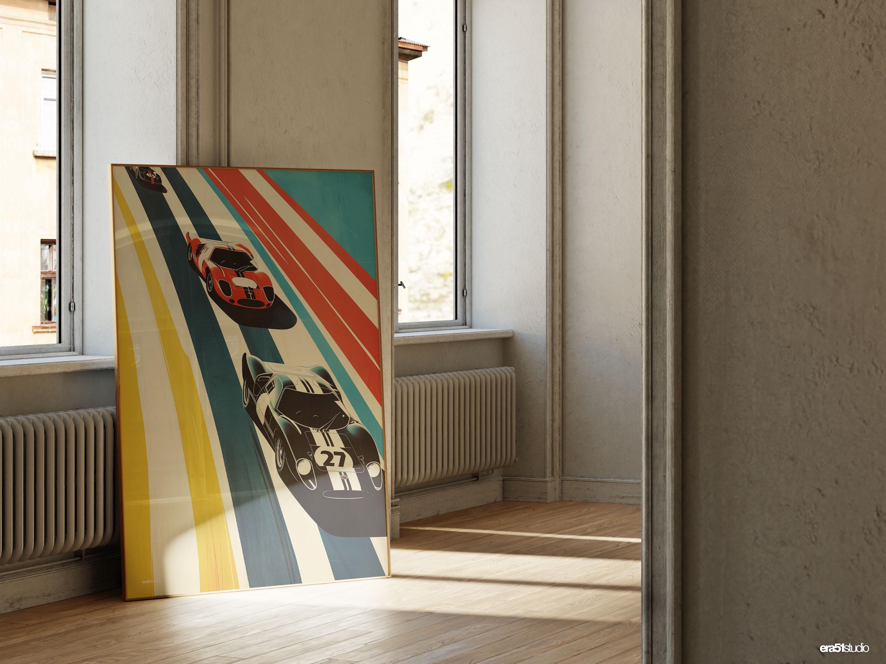 Racing Car Trio - Original Mid-century Modern Minimalist Wall Art ...