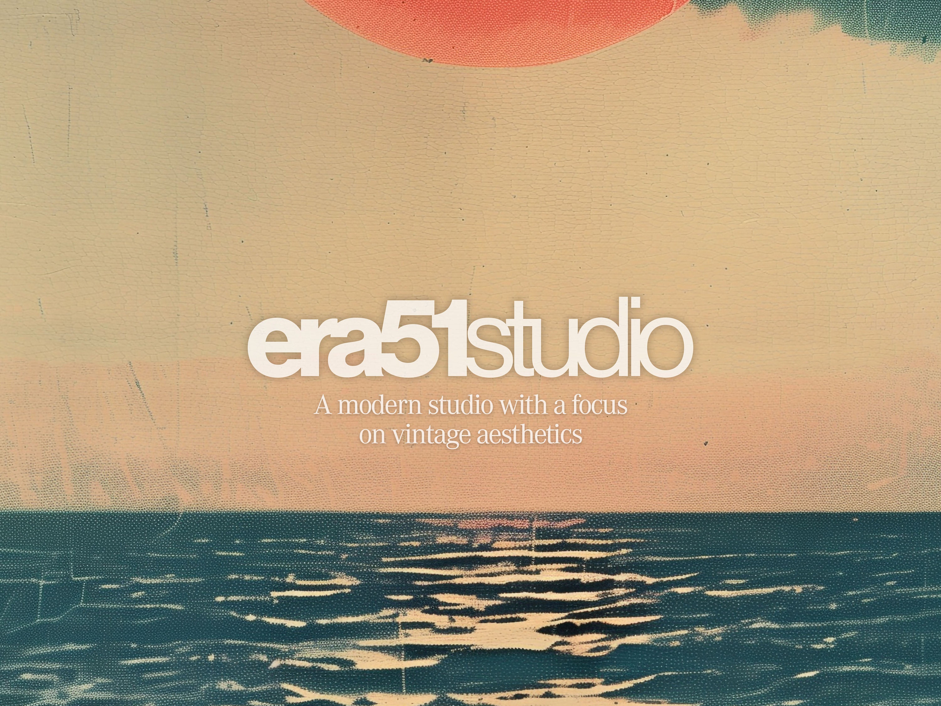 Vintage Ocean Sunset Risograph Original Mid-century Modern Minimalist ...