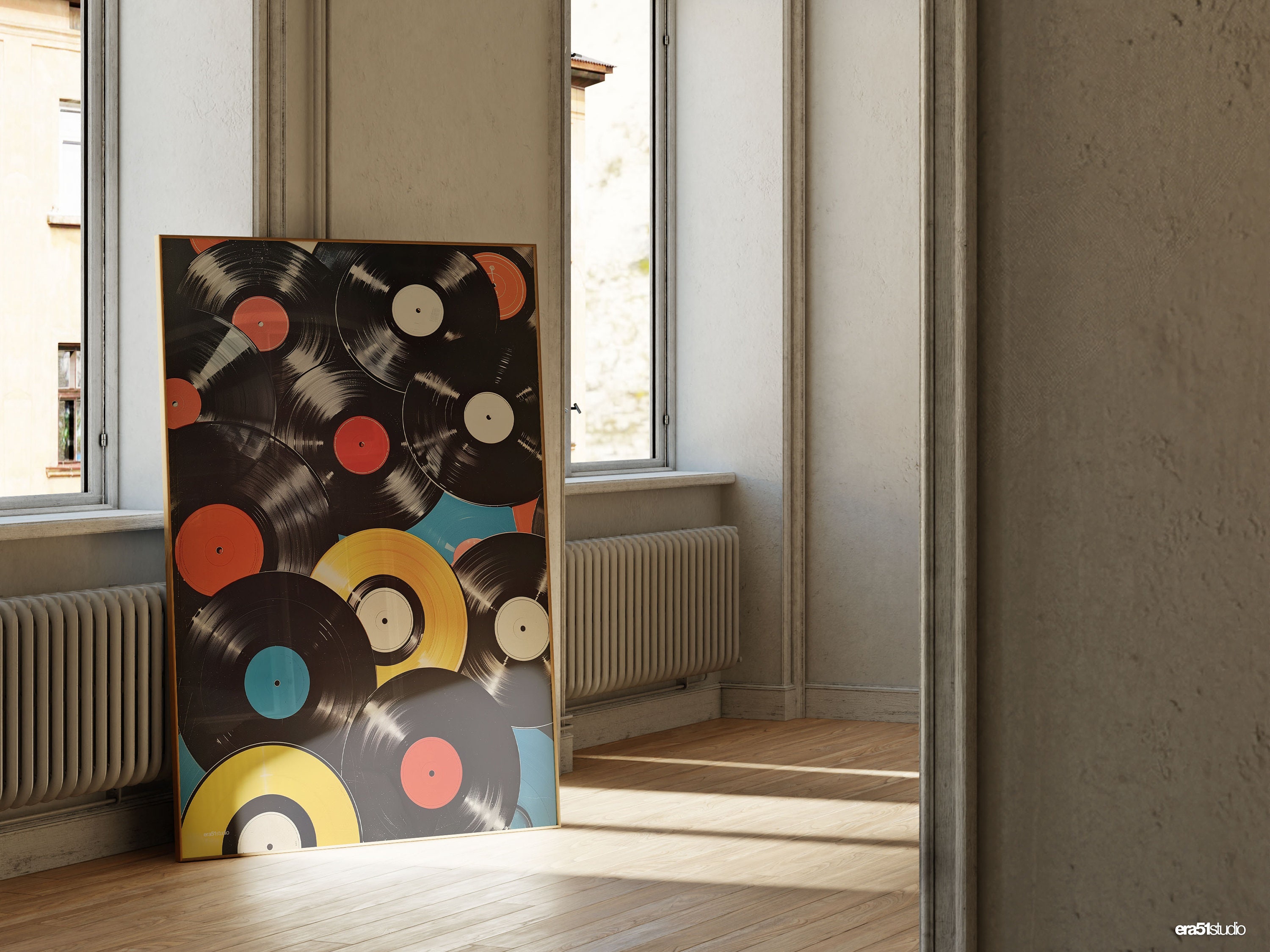 Retro Vinyl Records - Original Mid-century Modern Minimalist Wall Art ...