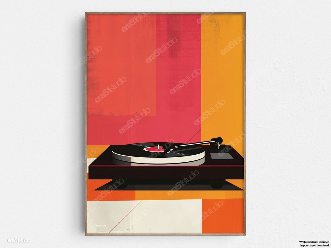 Retro Turntable Art - Original Mid-century Modern Minimalist Wall Art ...