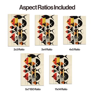 Abstract Fish School - Original Mid-century Modern Minimalist Wall Art ...