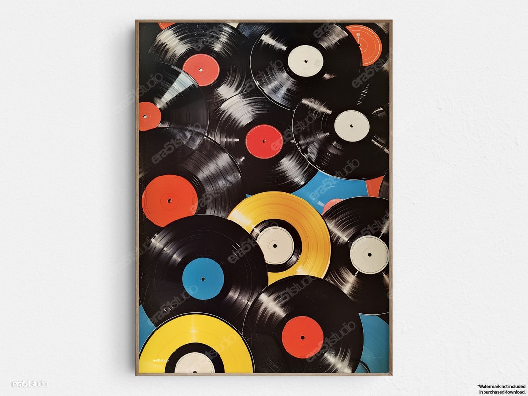 Retro Vinyl Records - Original Mid-century Modern Minimalist Wall Art ...