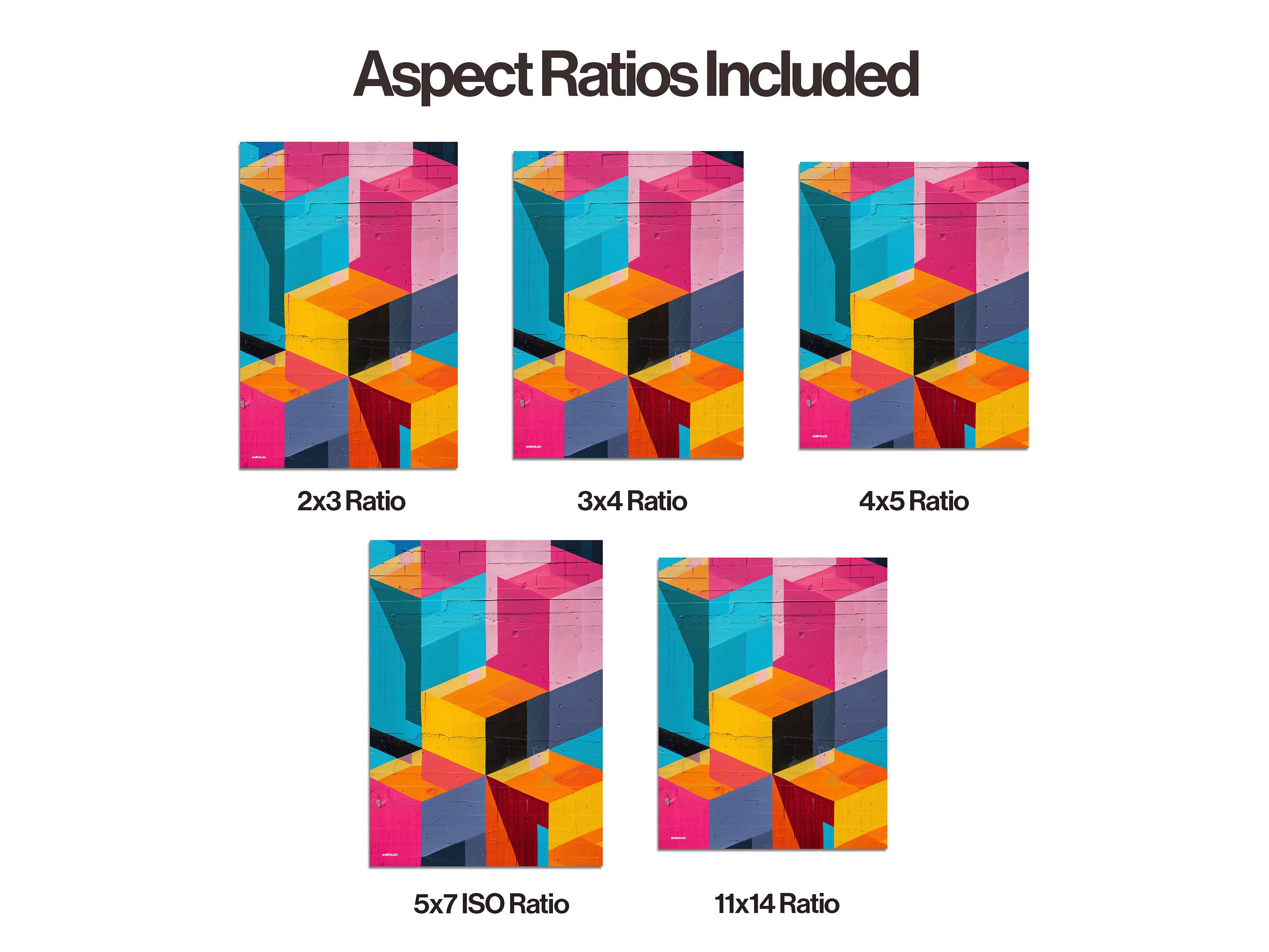 Vibrant Geometric Labyrinth- Original Mid-century Modern Minimalist ...