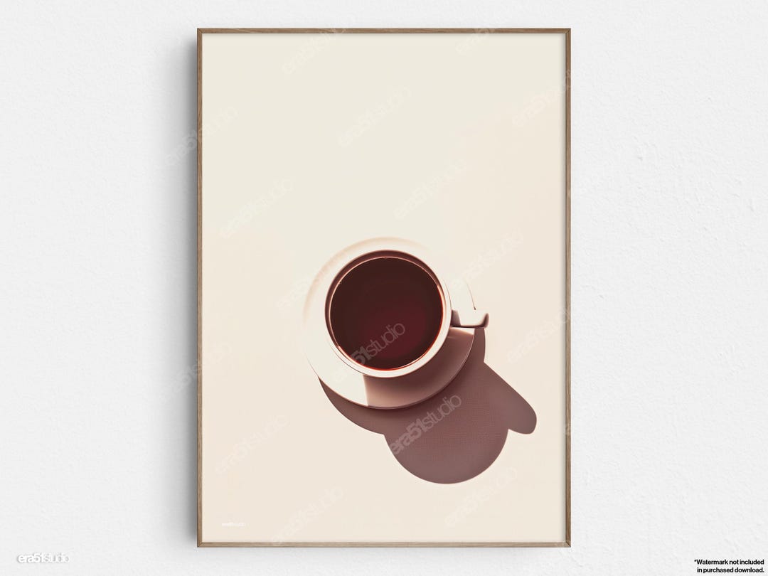 Minimalist Coffee Cup Shadow - Original Mid-century Modern Minimalist ...